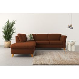 Ecksofa Home Affaire, B:252cm H:86cm T:213cm, rosa, 100% Polyester, Wohnzimmer, Sofas, "Trelleborg L-Form", Federkern-Polsterung, wahlweise mit