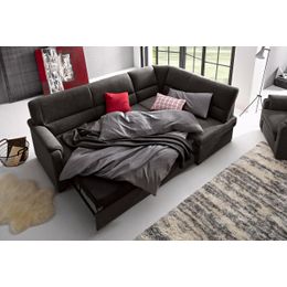 Sit & More Ecksofa SIT & MORE, B:245cm H:89cm T:161cm, schwarz, NaturLEDER (echtes Rindsleder), Korpus in Kunstleder SOFTLUX;Luxus-Microfaser (90% Polyester,