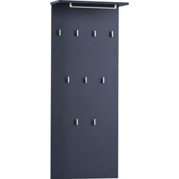 Garderobenpaneel Welltime, B:50cm H:120,6cm T:20cm, blau, FSC-zertifizierter Holzwerkstoff, Garderobenpaneele, "Kent mit goldfarbenen Haken", Breite