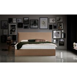 Bettgestell, B:182cm H:107cm L:213cm, braun, ATLANTIC HOME COLLECTION, Bettgestell und seitliche Einfassung der Matratzen: Cord, Betten, "Melody",