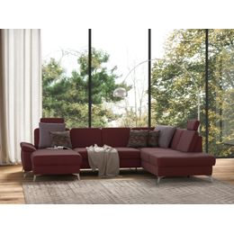 Sit & More Wohnlandschaft SIT & MORE, B:340cm H:89cm T:228cm, rot, Sofas, "Padua U-Form", inklusive Sitztiefenverstellung, Armteilfunktion und Federkern