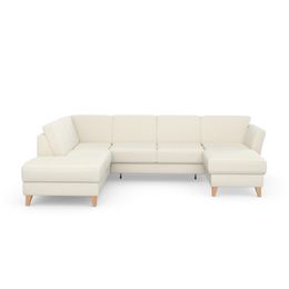 Sit & More Wohnlandschaft SIT & MORE, B:303cm H:87cm T:213cm, beige, Sofas, "Visby U-Form", wahlweise mit Bettfunktion und Stauraum, frei im Raum stellbar