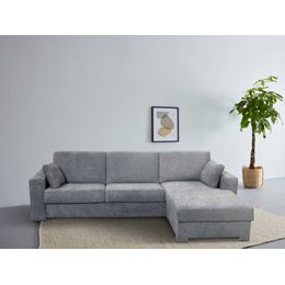 Ecksofa Home Affaire, B:280cm H:85cm T:173cm, grau, 100% Polyester, Wohnzimmer, Sofas, "Roma "M" Matratzenhöhe 14 cm, Dauerschlaffunktion, mit