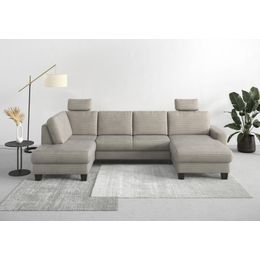 Wohnlandschaft Home Affaire, B:314cm H:91cm T:170cm, grau, 95% Polyester, 5% Polyamid, Sofas, "Summer U-Form", mit oder ohne Bettfunktion und