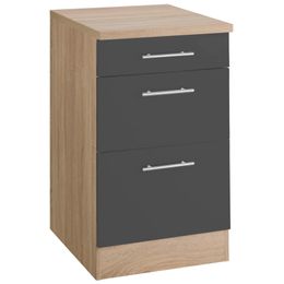 Unterschrank Optifit, B:50cm H:85cm T:60cm, grau, Küche, Schränke, "Kalmar", Breite 50 cm