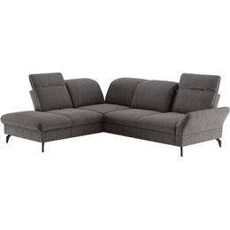 Sit & More Ecksofa SIT & MORE, B:288cm H:88cm T:242cm, grau, 90% Polyester, 10% Polyamid, Wohnzimmer, Sofas, "Leandro L-Form", Wahlweise mit Bett-, Kopfteil -