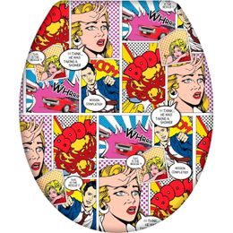 WC-Sitz Wenko, B:38cm L:46cm, bunt, Duroplast, Edelstahl, WC-Sitze, "Pop-Art"