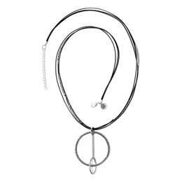 Damen Lange Kette "Karina", schwarz, Basic, Collezione Alessandro, Metall, Halsketten, mit rundem Anh&auml;nger im Antik Look