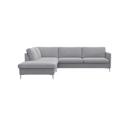 Ecksofa FLEXLUX, B:266cm H:85cm T:225cm, grau, 100% Polyester, Wohnzimmer, Sofas, "Fiore, L-Form", schmale Armlehnen, Kaltschaum, Füße Alu