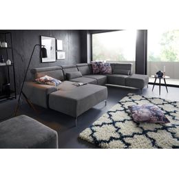 Sit & More Wohnlandschaft SIT & MORE, B:340cm T:230cm, grau, Sofas, "Gizeh U-Form", 15 cm Fu&szlig;h&ouml;he, inklusive Sitztiefenverstellung und Kopfteilverstellung