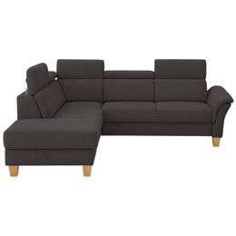 Ecksofa Home Affaire, B:247cm H:84cm T:217cm, grau, 100% Polyester, Wohnzimmer, Sofas, "Conville L-Form", Federkern, wahlweise mit Bettfunktion und