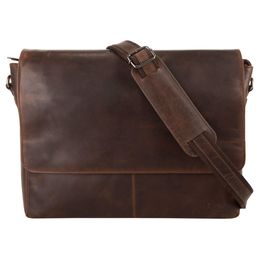 XZONE X-ZONE Damen Messenger Bag, braun, Leder, beschichtet, glänzend, Taschen, echt Leder