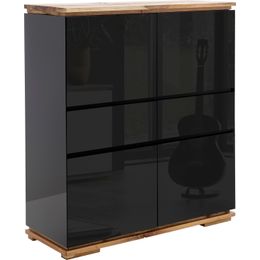 Highboard MCA furniture, B:102cm H:115cm T:40cm, schwarz, MDF, Massivholz, Wohnzimmer, Sideboards, "Chiaro", Breite ca. 102 cm