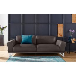 2,5-Sitzer W.Schillig, B:232cm H:78cm T:94cm, braun, Sofas, "montanaa", mit Metallkufen in Chrom glänzend, Breite 232 cm