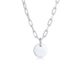 Elli Damen Kette mit Anhänger "Plättchen Coin Gliederkette Trend 925 Silber", 45, ohne Stein, Silber 925 (Sterlingsilber), L: 45, silber, Silber 925