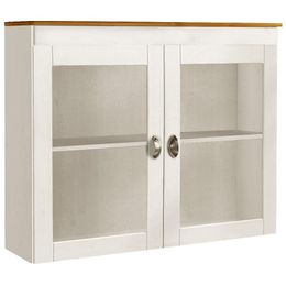Glashängeschrank Home Affaire, B:100cm H:80cm T:29cm, gelb, Massivholz, Schränke, "Oslo", 100 cm breit, aus massiver Kiefer, mit 2 Glastüren,