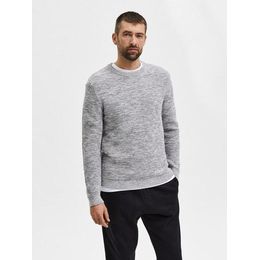 Selected Homme Herren Rundhalspullover "SLHVINCE LS KNIT BUBBLE CREW NECK NOOS", beige, Gr. XL, meliert, Strick, Obermaterial: 100% Baumwolle,