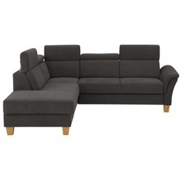 Ecksofa Home Affaire, B:247cm H:84cm T:217cm, braun, 100% Polyester, Wohnzimmer, Sofas, "Conville L-Form", Federkern, wahlweise mit Bettfunktion und