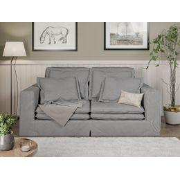 3-Sitzer Home Affaire, B:196cm H:95cm T:108cm, grau, 92% Polyester, 8% Nylon, Sofas, "ALISSAS BIS mit vielen Kissen, Biesen an den Kissen",