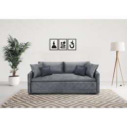 Schlafsofa Inosign, B:218cm H:97cm T:96cm, grau, 100%Polyester, Kinderzimmer, Sofas, "Potsdam", mit Boxspringaufbau, Bettfunktion & Bettkasten,