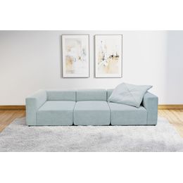 3-Sitzer Andas, B:301cm H:69cm T:108cm, blau, 95% Polyester, 5% Nylon, Sofas, "Utvik bestehend aus 2 Eck- und 1 Mittelelement", einzelne Module für