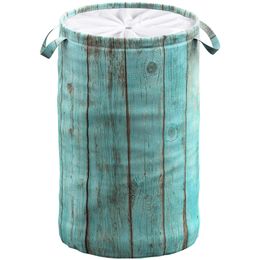 Wäschekorb Sanilo, H:55cm Ø:37cm, blau, Polyester, Badezimmer, Wäschesammler, "Lumber"