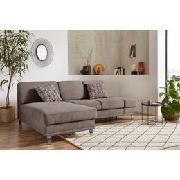 Sit & More Ecksofa SIT & MORE, B:246cm H:89cm T:165cm, grau, Wohnzimmer, Sofas, "Clio L-Form", wahlweise mit Bettfunktion oder Vorziehsitz und Bettkasten,