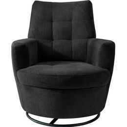 Drehsessel Alina, B:80cm H:93cm T:92cm, schwarz, Struktur fein XBO 100% Polyester), Sessel, "Yuri", mit Dreh und Wippfunktion, passend zu Hocker Yuri
