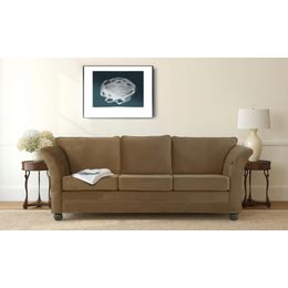 3-Sitzer Home Affaire, B:226cm H:87cm T:89cm, gelb, Spaltleder;Kunstleder SOFTLUX;NaturLEDER (echtes Rindsleder), Sofas, "Pajero", mit Knopfheftung