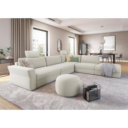 Sit & More Ecksofa SIT & MORE, B:356cm H:80cm T:292cm, beige, Samtoptik (100% Polyester);Soft clean (98% Polyester, 2% Polyamid);Struktur fein (100% Polyester),