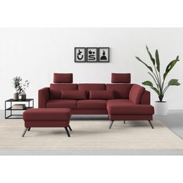 Sit & More Ecksofa SIT & MORE, B:254cm H:88cm T:188cm, rot, Wohnzimmer, Sofas, "Lindholm L-Form", mit Sitztiefenverstellung und Federkern