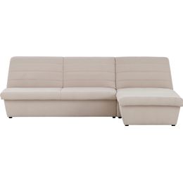 Ecksofa, B:274cm H:92cm T:168cm, beige, LOOKS by Wolfgang Joop, 100% Polyester, Wohnzimmer, Sofas, "LOOKS VIII L-Form", Quersteppung, ohne Armlehnen,