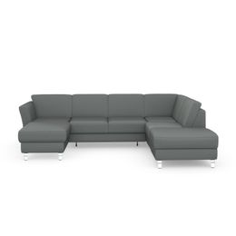 Sit & More Wohnlandschaft SIT & MORE, B:303cm H:87cm T:213cm, grau, Sofas, "Visby U-Form", Wahlweise mit Bettfunktion und Stauraum, frei im Raum stellbar