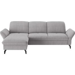 Sit & More Ecksofa SIT & MORE, B:267cm H:88cm T:200cm, silber, 90% Polyester, 10% Polyamid, Wohnzimmer, Sofas, "Leandro L-Form", Wahlweise mit Bett-, Kopfteil -