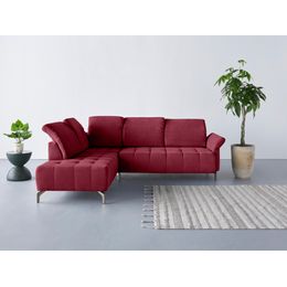 Ecksofa Inosign, B:260cm H:79cm T:220cm, rot, 100% Polyester, Wohnzimmer, Sofas, "Fresh L-Form", Federkern, wahlweise Kopfteilverstellung und