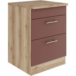 Kochfeldumbauschrank Optifit, B:60cm H:84,8cm T:60cm, rot, Spanplatte, Schr&auml;nke, "Bella", Breite 60 cm, f&uuml;r Kochfelder, 2 Ausz&uuml;ge