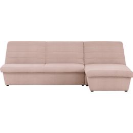 Ecksofa, B:274cm H:92cm T:168cm, rosa, LOOKS by Wolfgang Joop, 100% Polyester, Wohnzimmer, Sofas, "LOOKS VIII L-Form", Quersteppung, ohne Armlehnen,