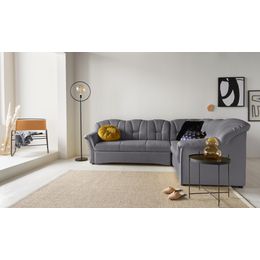 Ecksofa DOMO collection, B:242cm H:84cm T:190cm, grau, Struktur ( 90% Polyester, 10% Polyacryl);Microfaser PRIMABELLE (100% Polyester);Kunstleder