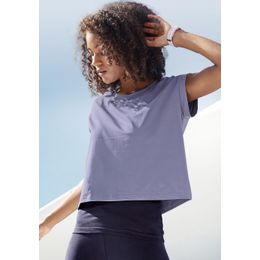 active by Lascana LASCANA ACTIVE Damen 2-in-1-Shirt, blau, Gr. M, Single Jersey, Obermaterial: 75% Polyester, 20% Viskose, 5% Elasthan, Shirts, Sportshirt