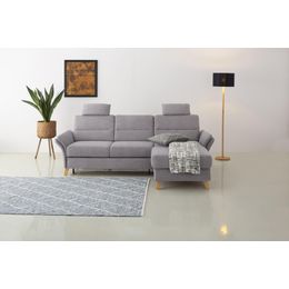 Ecksofa Home Affaire, B:252cm H:90cm T:162cm, silber, 100% Polyester, Wohnzimmer, Sofas, "Westerland L-Form", Federkern-Polsterung, wahlweise mit