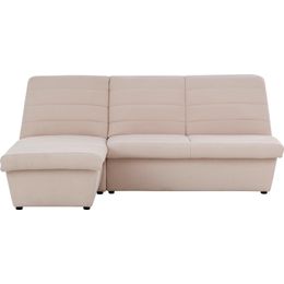 Ecksofa, B:214cm H:92cm T:168cm, beige, LOOKS by Wolfgang Joop, 100% Polyester, Wohnzimmer, Sofas, "LOOKS VIII L-Form", Quersteppung, ohne Armlehnen,