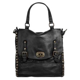 FORTY Damen Cityrucksack, schwarz, Leder, Rindsleder, Rucksäcke, echt Leder, Made in Italy