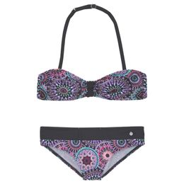 s.Oliver Mädchen Bandeau-Bikini, bunt, Gr. 122, bedruckt, Polyamid, Bikini-Sets, mit coolem Print