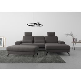 Sit & More Ecksofa SIT & MORE, B:283cm H:88cm T:175cm, grau, Wohnzimmer, Sofas, "Cinturo L-Form", inklusive Sitztiefenverstellung und Federkern, Sitzhöhe 45 cm