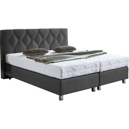 Boxspringbett, B:195cm L:210cm, grau, Westfalia Schlafkomfort, Bezug Bett: Microvelours (100% Polyester) oder Feinstruktur (100% Polyester);Bezug
