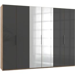 Kleiderschrank wimex, B:300cm H:236cm T:58cm, grau, Schlafzimmer, Schränke, "Level by fresh to go", mit Glas- und Spiegeltüren