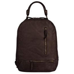 Samantha Look Cityrucksack, braun, Leder, Rindsleder, Retro, Rucksäcke, echt Leder, Made in Italy