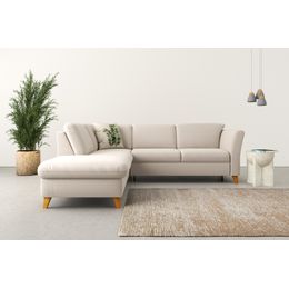 Ecksofa Home Affaire, B:252cm H:86cm T:213cm, grau, 100% Polyester, Wohnzimmer, Sofas, "Trelleborg L-Form", Federkern-Polsterung, wahlweise mit