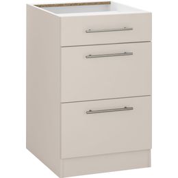 Wiho-K&uuml;chen Unterschrank WIHO K&Uuml;CHEN, B:50cm H:82cm T:57cm, beige, K&uuml;che, Schr&auml;nke, "Cali", 50 cm breit, mit 2 gro&szlig;en Ausz&uuml;gen ohne Arbeitsplatte