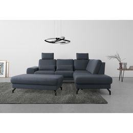Sit & More Ecksofa SIT & MORE, B:260cm H:88cm T:226cm, blau, Wohnzimmer, Sofas, "Cinturo L-Form", inklusive Sitztiefenverstellung und Federkern, Sitzhöhe 45 cm